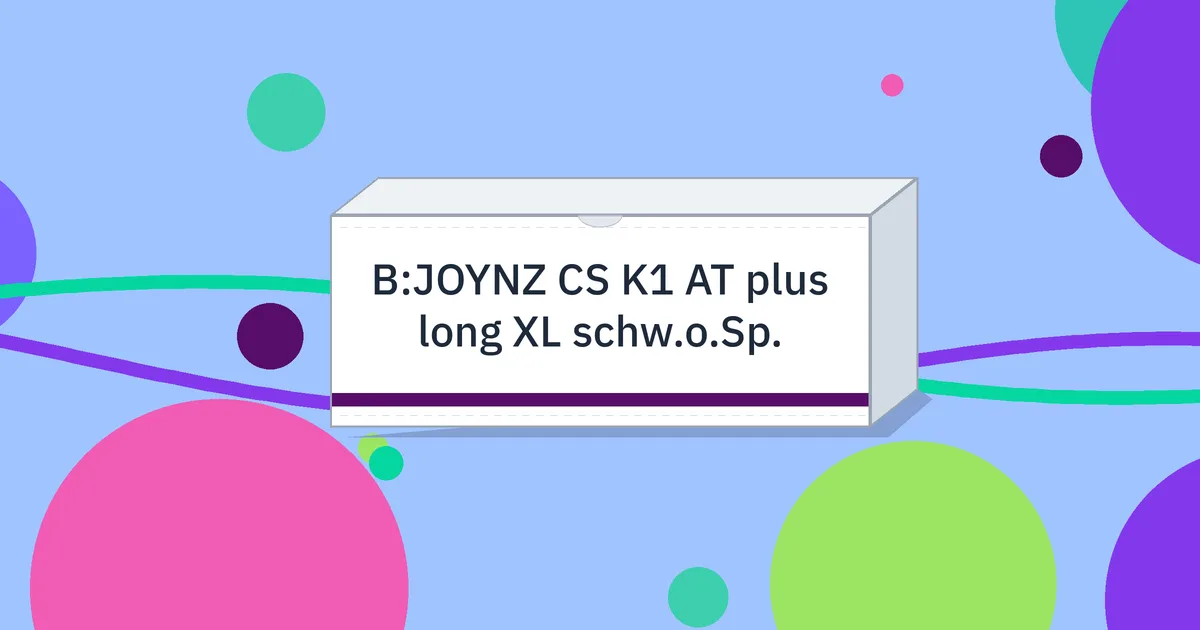 Symbolbild: Packung mit der Aufschrift B:JOYNZ CS K1 AT plus long XL schw.o.Sp. (PZN 20537653) – Verfügbarkeit und Bezug in Apotheken in Frankfurt am Main
