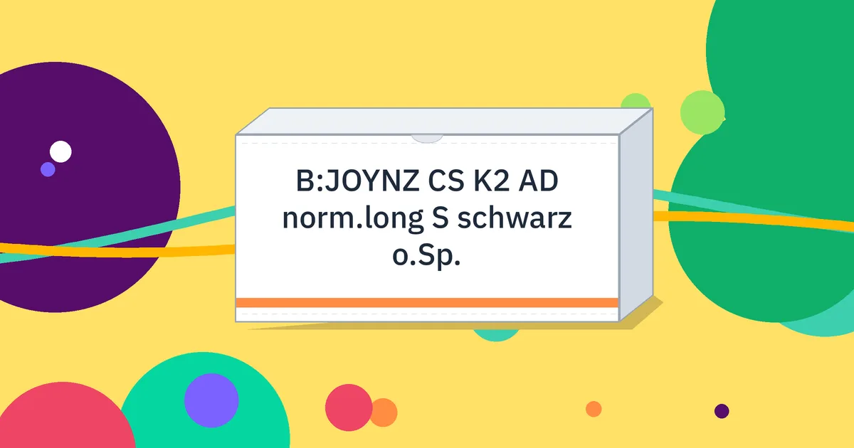 Symbolbild: Packung mit der Aufschrift B:JOYNZ CS K2 AD norm.long S schwarz o.Sp. (PZN 20525791) – Verfügbarkeit und Bezug in Apotheken in Frankfurt am Main