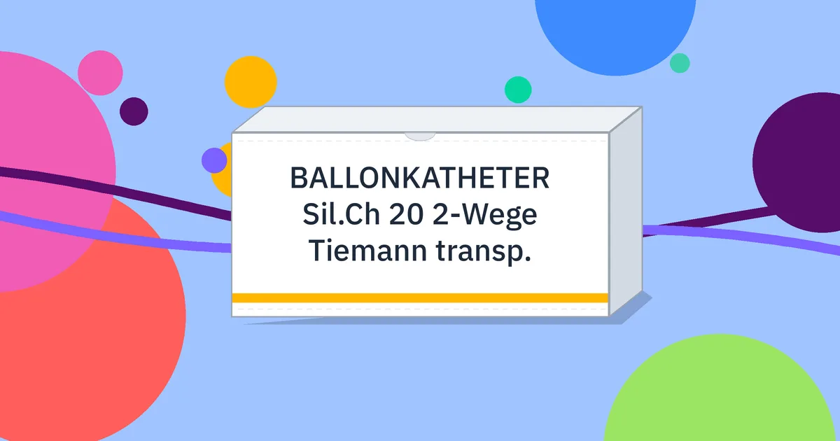 Symbolbild: Packung mit der Aufschrift BALLONKATHETER Sil.Ch 20 2-Wege Tiemann transp. (PZN 14350815) – Verfügbarkeit und Bezug in Apotheken in Frankfurt am Main