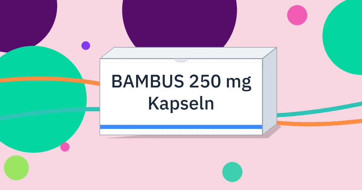 Symbolbild: Packung mit der Aufschrift BAMBUS 250 mg Kapseln (PZN 17178713) – Verfügbarkeit und Bezug in Apotheken in Frankfurt am Main