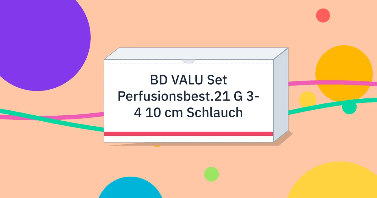 Symbolbild: Packung mit der Aufschrift BD VALU Set Perfusionsbest.21 G 3-4 10 cm Schlauch (PZN 01320818) – Verfügbarkeit und Bezug in Apotheken in Frankfurt am Main