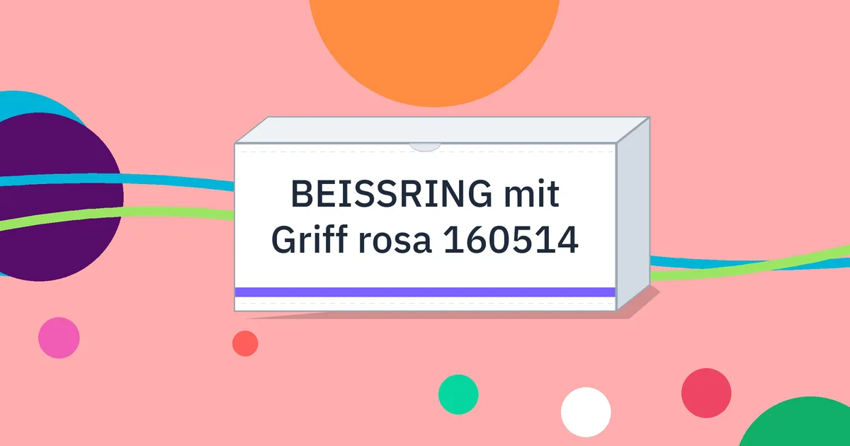 Symbolbild: Packung mit der Aufschrift BEISSRING mit Griff rosa 160514 (PZN 03566469) – Verfügbarkeit und Bezug in Apotheken in Frankfurt am Main