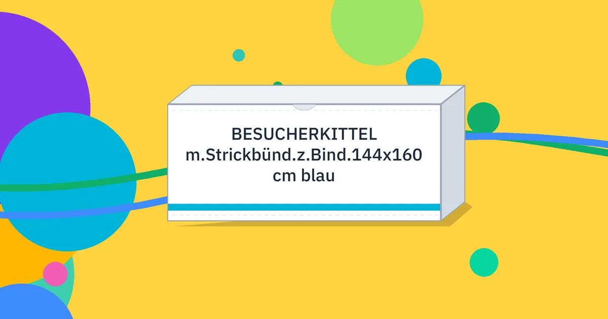 Symbolbild: Packung mit der Aufschrift BESUCHERKITTEL m.Strickbünd.z.Bind.144x160 cm blau (PZN 11514506) – Verfügbarkeit und Bezug in Apotheken in Frankfurt am Main