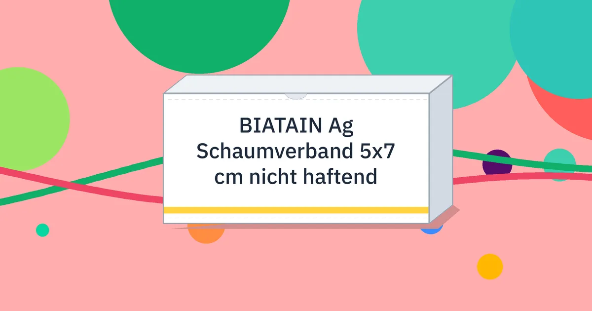 Symbolbild: Packung mit der Aufschrift BIATAIN Ag Schaumverband 5x7 cm nicht haftend (PZN 16359660) – Verfügbarkeit und Bezug in Apotheken in Frankfurt am Main