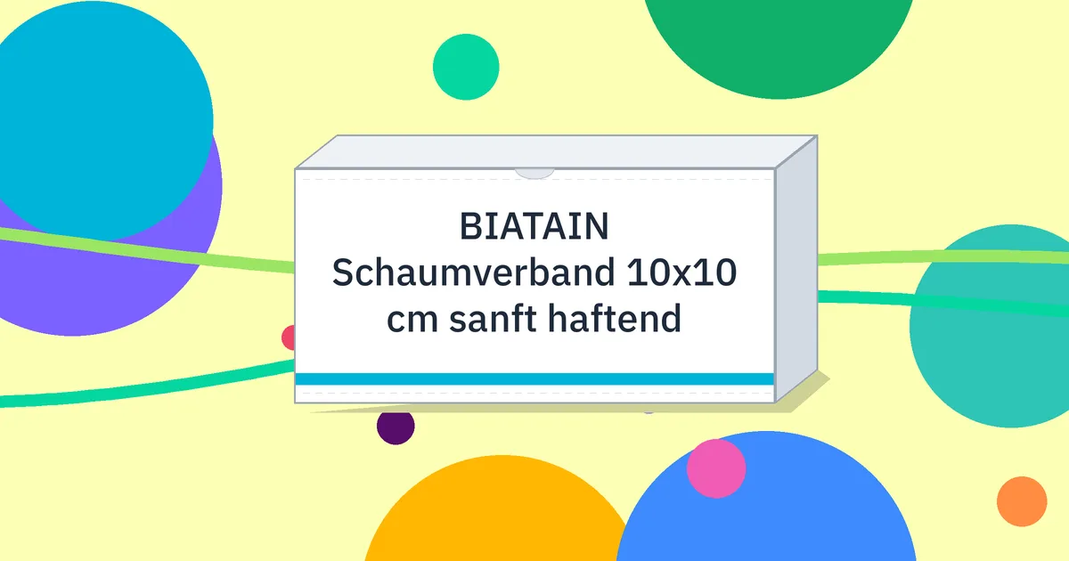 Symbolbild: Packung mit der Aufschrift BIATAIN Schaumverband 10x10 cm sanft haftend (PZN 19908825) – Verfügbarkeit und Bezug in Apotheken in Frankfurt am Main