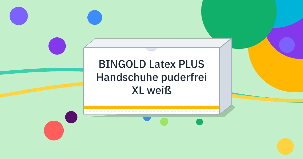 Symbolbild: Packung mit der Aufschrift BINGOLD Latex PLUS Handschuhe puderfrei XL weiß (PZN 13542010) – Verfügbarkeit und Bezug in Apotheken in Frankfurt am Main