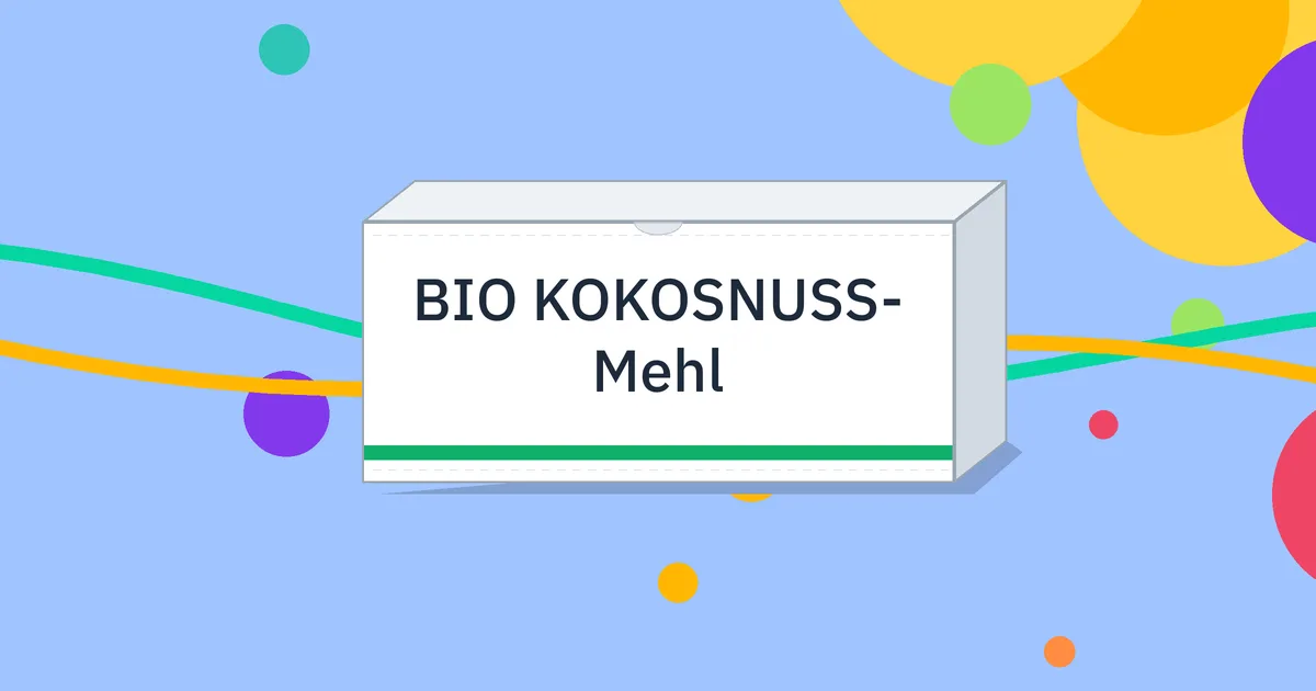 Symbolbild: Packung mit der Aufschrift BIO KOKOSNUSS-Mehl (PZN 11890310) – Verfügbarkeit und Bezug in Apotheken in Frankfurt am Main
