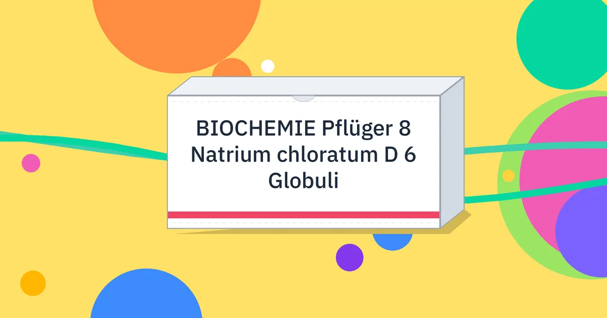 Symbolbild: Packung mit der Aufschrift BIOCHEMIE Pflüger 8 Natrium chloratum D 6 Globuli (PZN 17278202) – Verfügbarkeit und Bezug in Apotheken in Frankfurt am Main