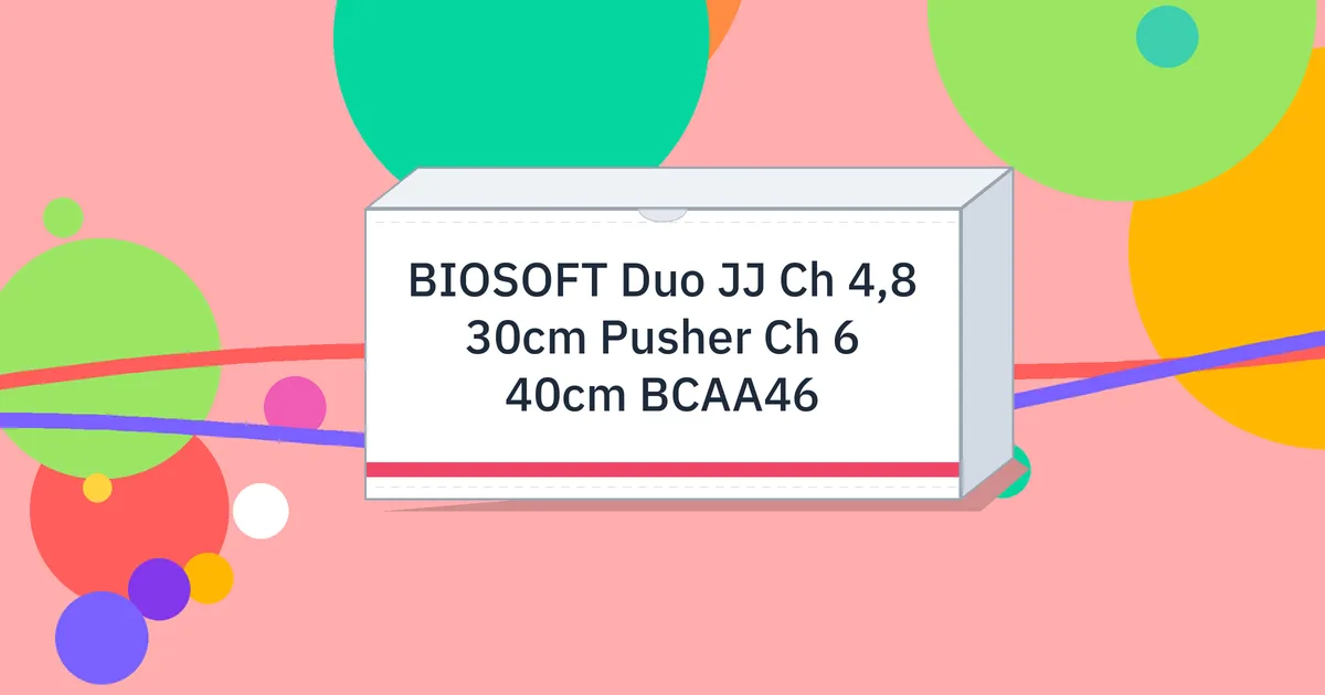 Symbolbild: Packung mit der Aufschrift BIOSOFT Duo JJ Ch 4,8 30cm Pusher Ch 6 40cm BCAA46 (PZN 17509512) – Verfügbarkeit und Bezug in Apotheken in Frankfurt am Main