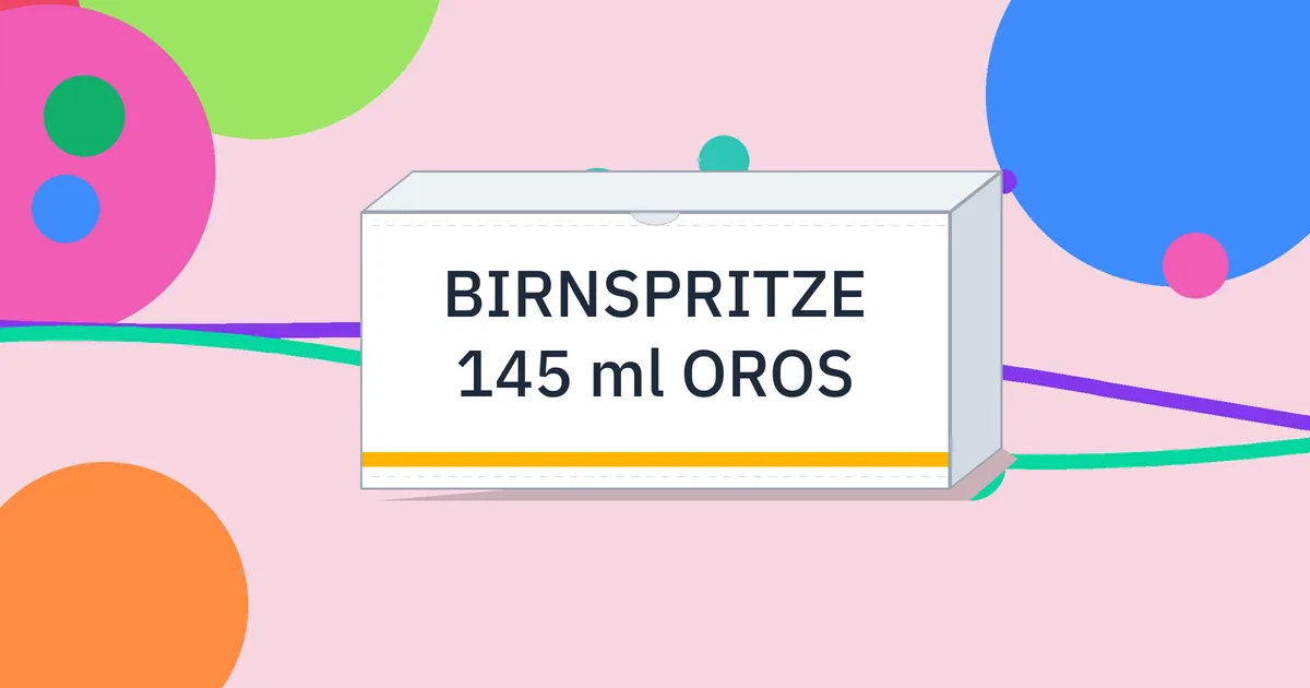 Symbolbild: Packung mit der Aufschrift BIRNSPRITZE 145 ml OROS (PZN 03326104) – Verfügbarkeit und Bezug in Apotheken in Frankfurt am Main
