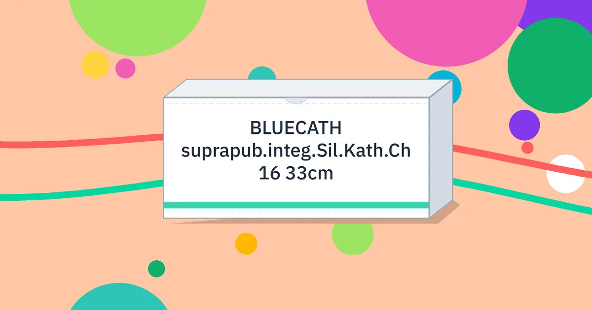 Symbolbild: Packung mit der Aufschrift BLUECATH suprapub.integ.Sil.Kath.Ch 16 33cm (PZN 11851161) – Verfügbarkeit und Bezug in Apotheken in Frankfurt am Main