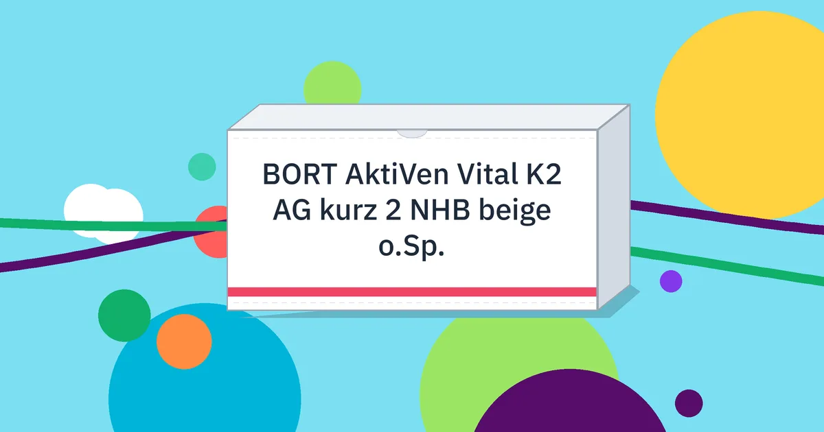 Symbolbild: Packung mit der Aufschrift BORT AktiVen Vital K2 AG kurz 2 NHB beige o.Sp. (PZN 13731490) – Verfügbarkeit und Bezug in Apotheken in Frankfurt am Main