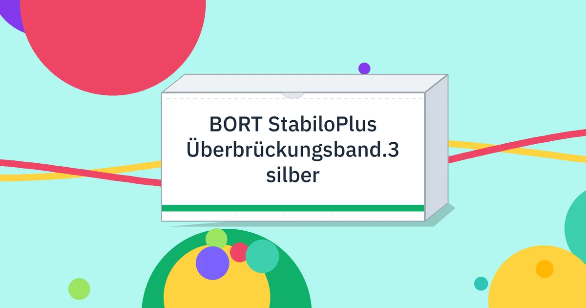 Symbolbild: Packung mit der Aufschrift BORT StabiloPlus Überbrückungsband.3 silber (PZN 05873129) – Verfügbarkeit und Bezug in Apotheken in Frankfurt am Main