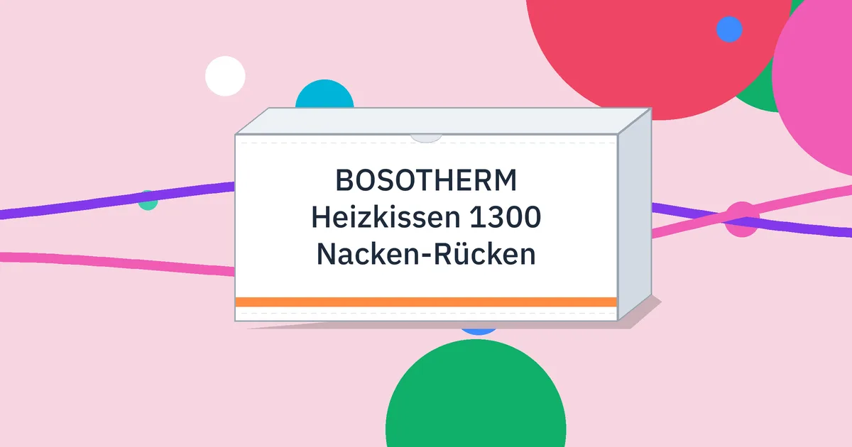 Symbolbild: Packung mit der Aufschrift BOSOTHERM Heizkissen 1300 Nacken-Rücken (PZN 01797242) – Verfügbarkeit und Bezug in Apotheken in Frankfurt am Main