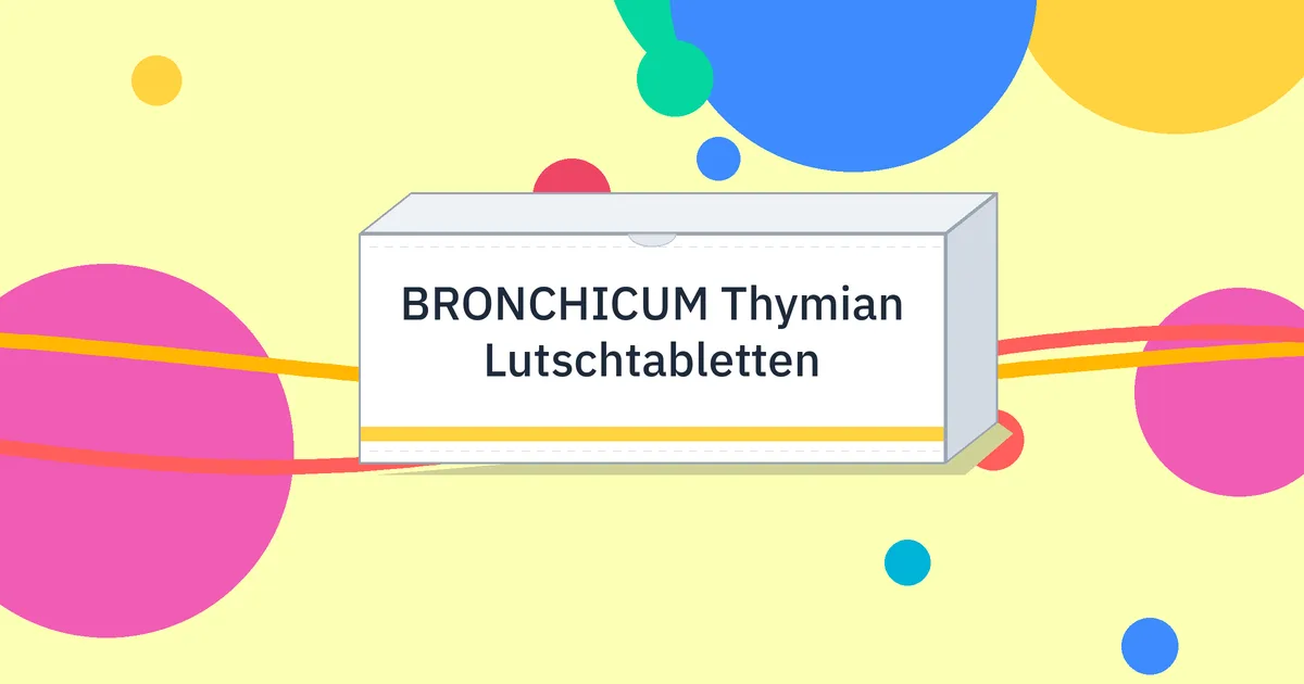 Symbolbild: Packung mit der Aufschrift BRONCHICUM Thymian Lutschtabletten (PZN 09287871) – Verfügbarkeit und Bezug in Apotheken in Frankfurt am Main