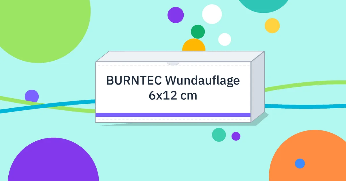 Symbolbild: Packung mit der Aufschrift BURNTEC Wundauflage 6x12 cm (PZN 15193571) – Verfügbarkeit und Bezug in Apotheken in Frankfurt am Main