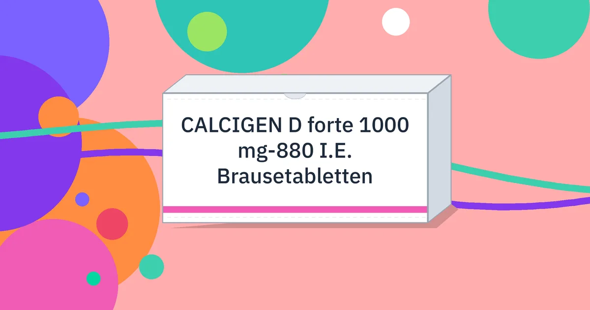 Symbolbild: Packung mit der Aufschrift CALCIGEN D forte 1000 mg-880 I.E. Brausetabletten (PZN 01697339) – Verfügbarkeit und Bezug in Apotheken in Frankfurt am Main