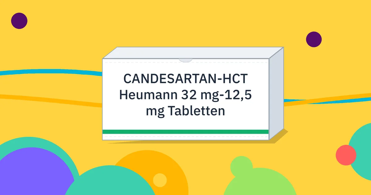 Symbolbild: Packung mit der Aufschrift CANDESARTAN-HCT Heumann 32 mg-12,5 mg Tabletten (PZN 09424658) – Verfügbarkeit und Bezug in Apotheken in Frankfurt am Main