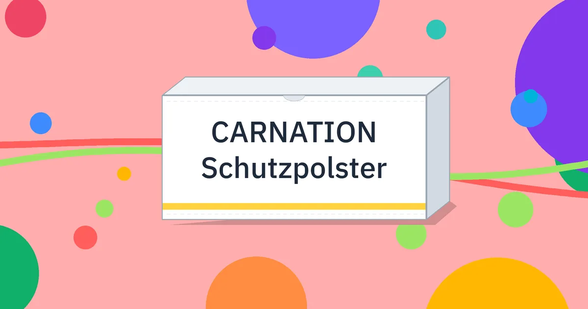 Symbolbild: Packung mit der Aufschrift CARNATION Schutzpolster (PZN 09615298) – Verfügbarkeit und Bezug in Apotheken in Frankfurt am Main