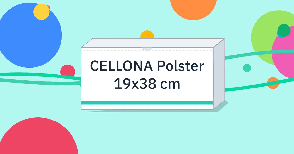 Symbolbild: Packung mit der Aufschrift CELLONA Polster 19x38 cm (PZN 15403548) – Verfügbarkeit und Bezug in Apotheken in Frankfurt am Main
