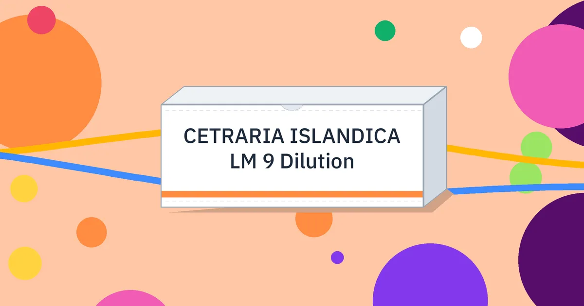 Symbolbild: Packung mit der Aufschrift CETRARIA ISLANDICA LM 9 Dilution (PZN 12812039) – Verfügbarkeit und Bezug in Apotheken in Frankfurt am Main