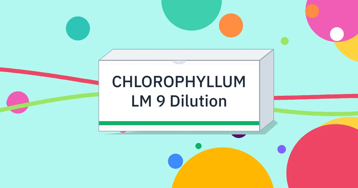 Symbolbild: Packung mit der Aufschrift CHLOROPHYLLUM LM 9 Dilution (PZN 13444980) – Verfügbarkeit und Bezug in Apotheken in Frankfurt am Main