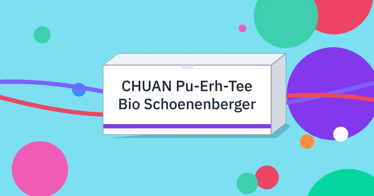 Symbolbild: Packung mit der Aufschrift CHUAN Pu-Erh-Tee Bio Schoenenberger (PZN 18138288) – Verfügbarkeit und Bezug in Apotheken in Frankfurt am Main