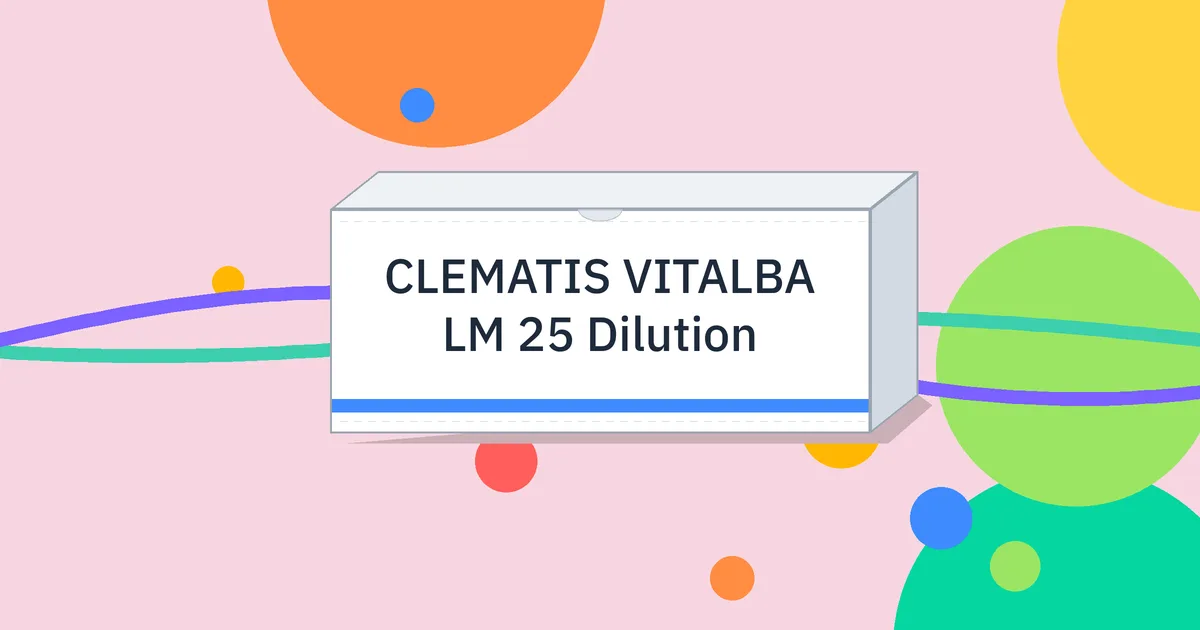 Symbolbild: Packung mit der Aufschrift CLEMATIS VITALBA LM 25 Dilution (PZN 13447518) – Verfügbarkeit und Bezug in Apotheken in Frankfurt am Main