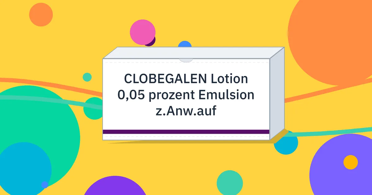 Symbolbild: Packung mit der Aufschrift CLOBEGALEN Lotion 0,05 prozent Emulsion z.Anw.auf (PZN 02662277) – Verfügbarkeit und Bezug in Apotheken in Frankfurt am Main