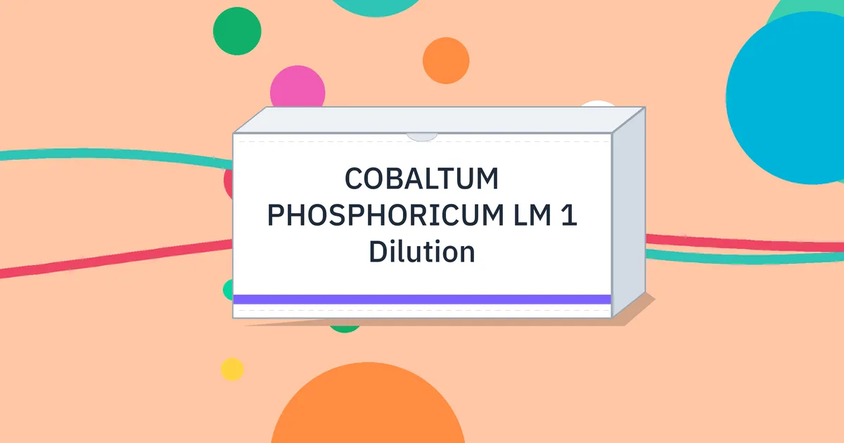Symbolbild: Packung mit der Aufschrift COBALTUM PHOSPHORICUM LM 1 Dilution (PZN 12823907) – Verfügbarkeit und Bezug in Apotheken in Frankfurt am Main