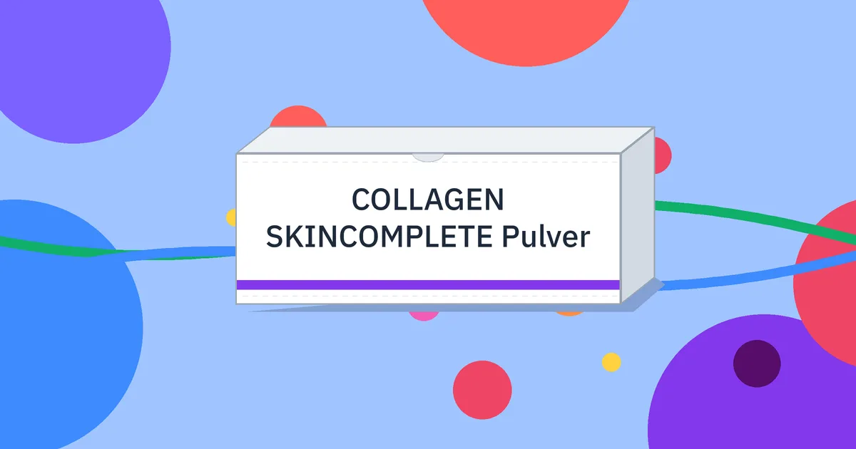 Symbolbild: Packung mit der Aufschrift COLLAGEN SKINCOMPLETE Pulver (PZN 20822709) – Verfügbarkeit und Bezug in Apotheken in Frankfurt am Main