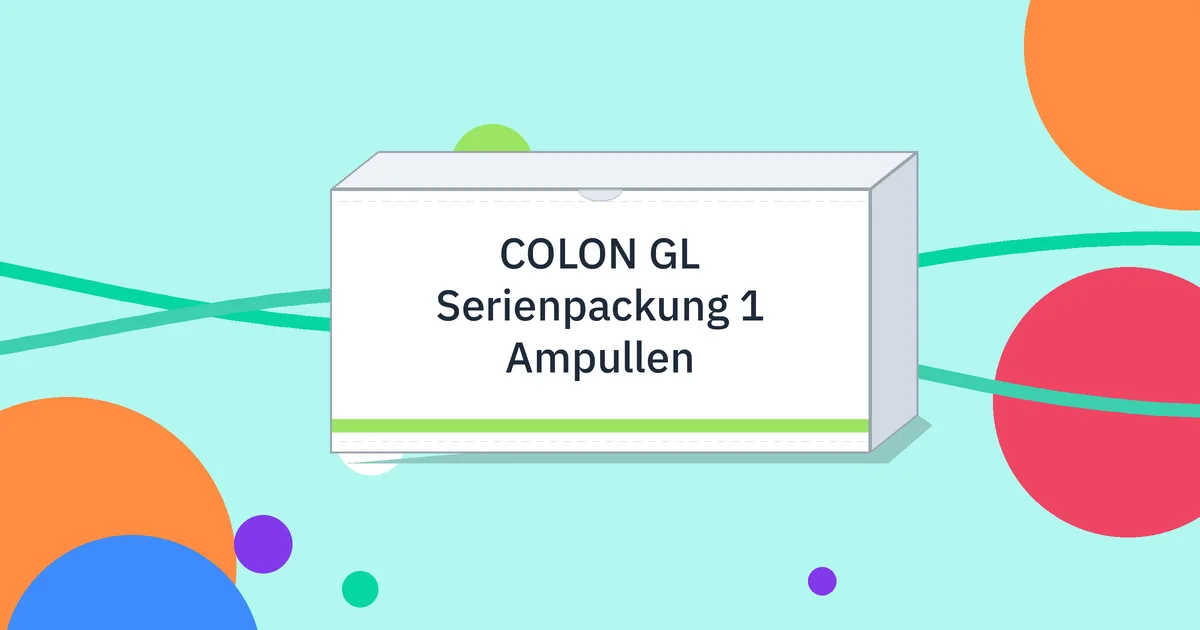 Symbolbild: Packung mit der Aufschrift COLON GL Serienpackung 1 Ampullen (PZN 00847682) – Verfügbarkeit und Bezug in Apotheken in Frankfurt am Main