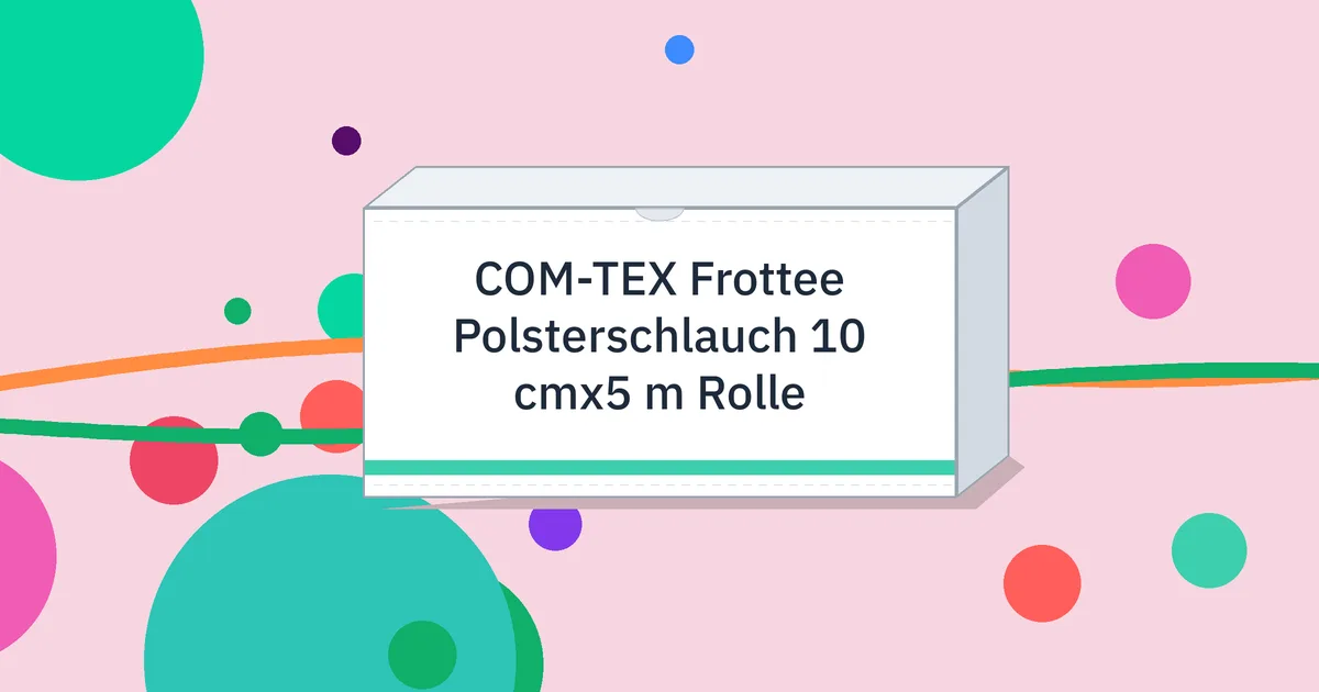 Symbolbild: Packung mit der Aufschrift COM-TEX Frottee Polsterschlauch 10 cmx5 m Rolle (PZN 00026666) – Verfügbarkeit und Bezug in Apotheken in Frankfurt am Main