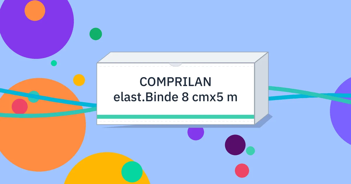 Symbolbild: Packung mit der Aufschrift COMPRILAN elast.Binde 8 cmx5 m (PZN 09295008) – Verfügbarkeit und Bezug in Apotheken in Frankfurt am Main