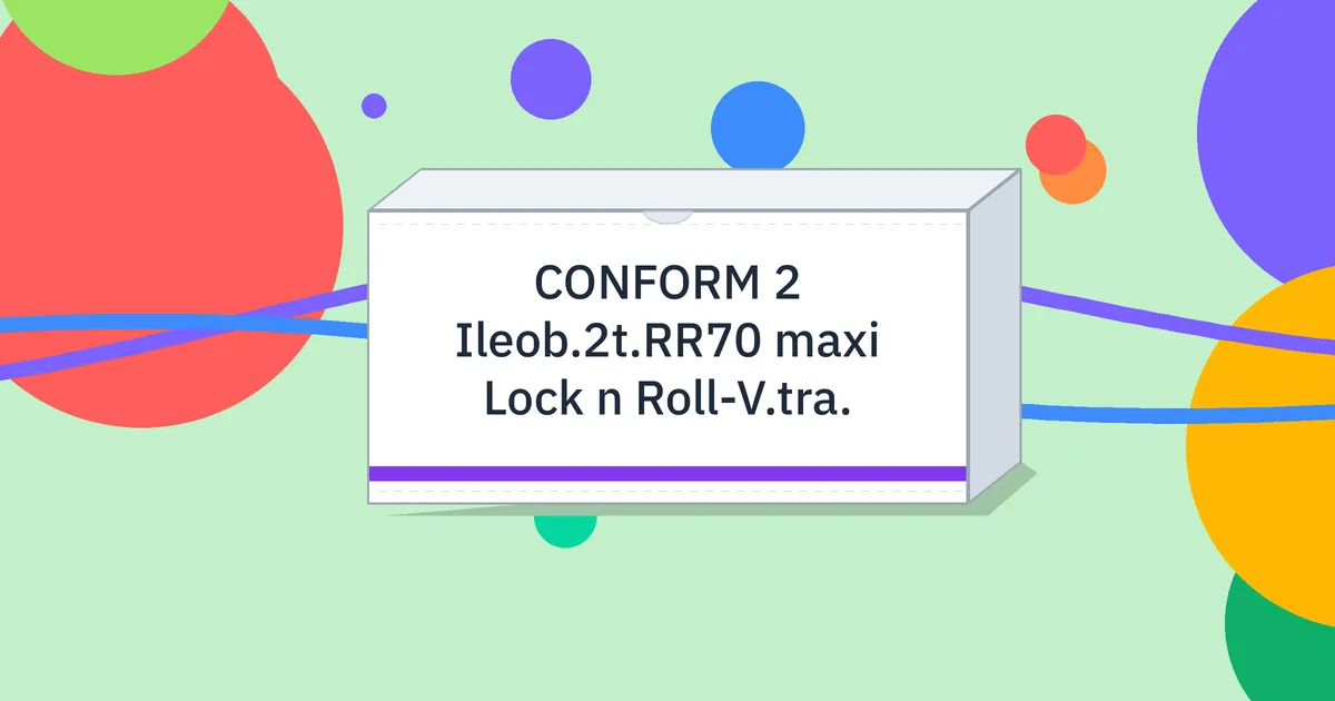 Symbolbild: Packung mit der Aufschrift CONFORM 2 Ileob.2t.RR70 maxi Lock n Roll-V.tra. (PZN 00437056) – Verfügbarkeit und Bezug in Apotheken in Frankfurt am Main