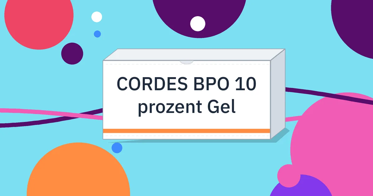 Symbolbild: Packung mit der Aufschrift CORDES BPO 10 prozent Gel (PZN 03439943) – Verfügbarkeit und Bezug in Apotheken in Frankfurt am Main