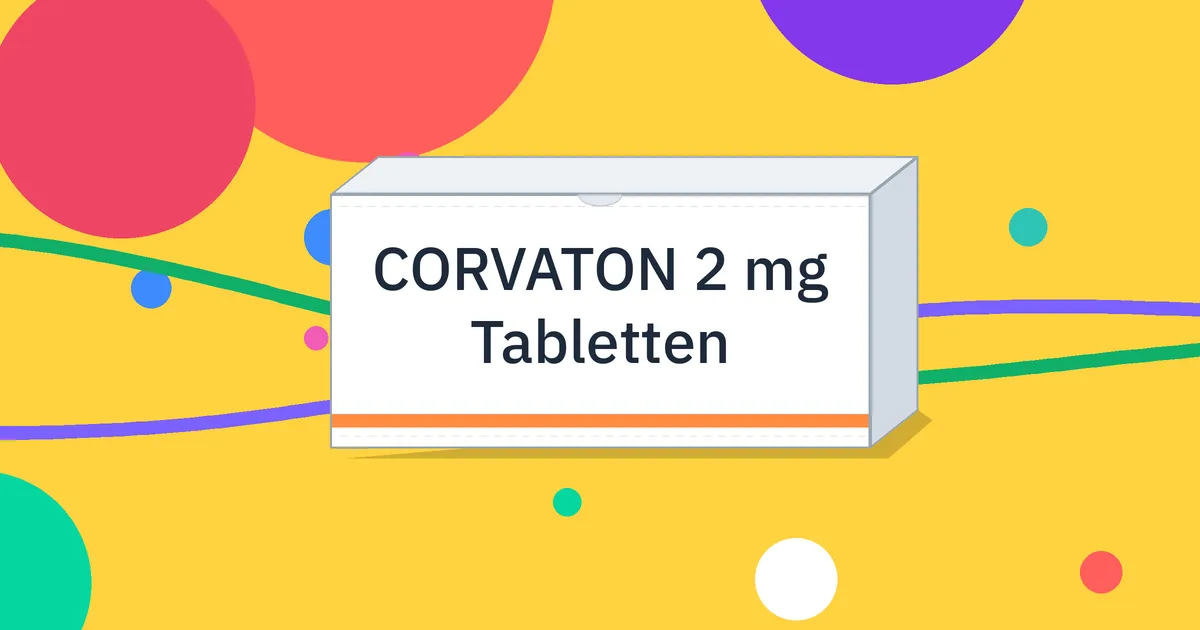Symbolbild: Packung mit der Aufschrift CORVATON 2 mg Tabletten (PZN 08705266) – Verfügbarkeit und Bezug in Apotheken in Frankfurt am Main