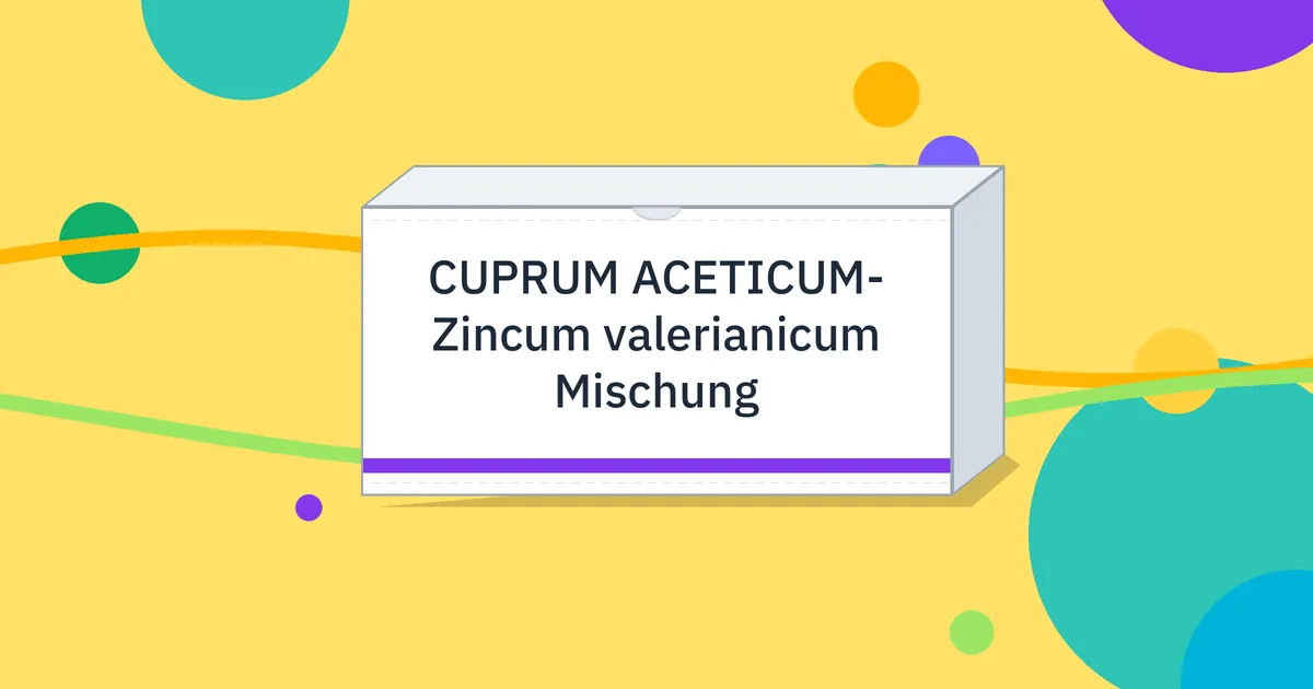 Symbolbild: Packung mit der Aufschrift CUPRUM ACETICUM-Zincum valerianicum Mischung (PZN 01525437) – Verfügbarkeit und Bezug in Apotheken in Frankfurt am Main
