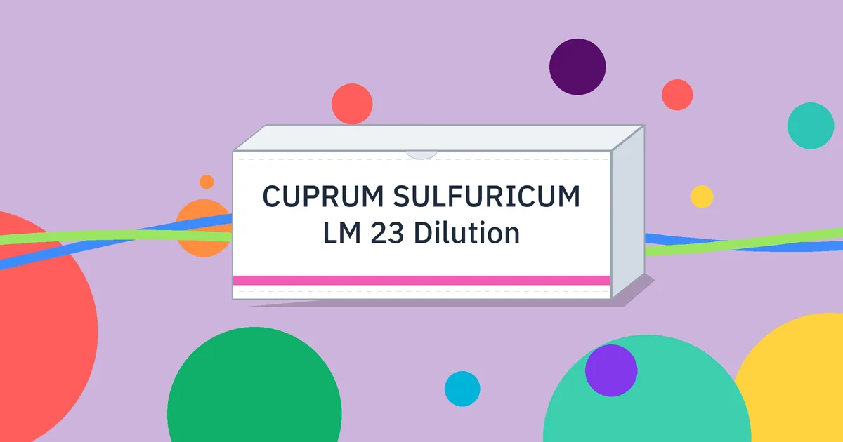 Symbolbild: Packung mit der Aufschrift CUPRUM SULFURICUM LM 23 Dilution (PZN 12839185) – Verfügbarkeit und Bezug in Apotheken in Frankfurt am Main