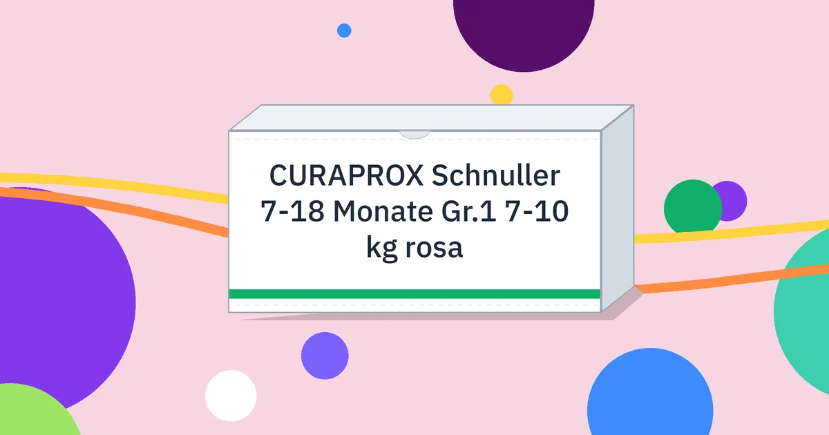 Symbolbild: Packung mit der Aufschrift CURAPROX Schnuller 7-18 Monate Gr.1 7-10 kg rosa (PZN 16587728) – Verfügbarkeit und Bezug in Apotheken in Frankfurt am Main