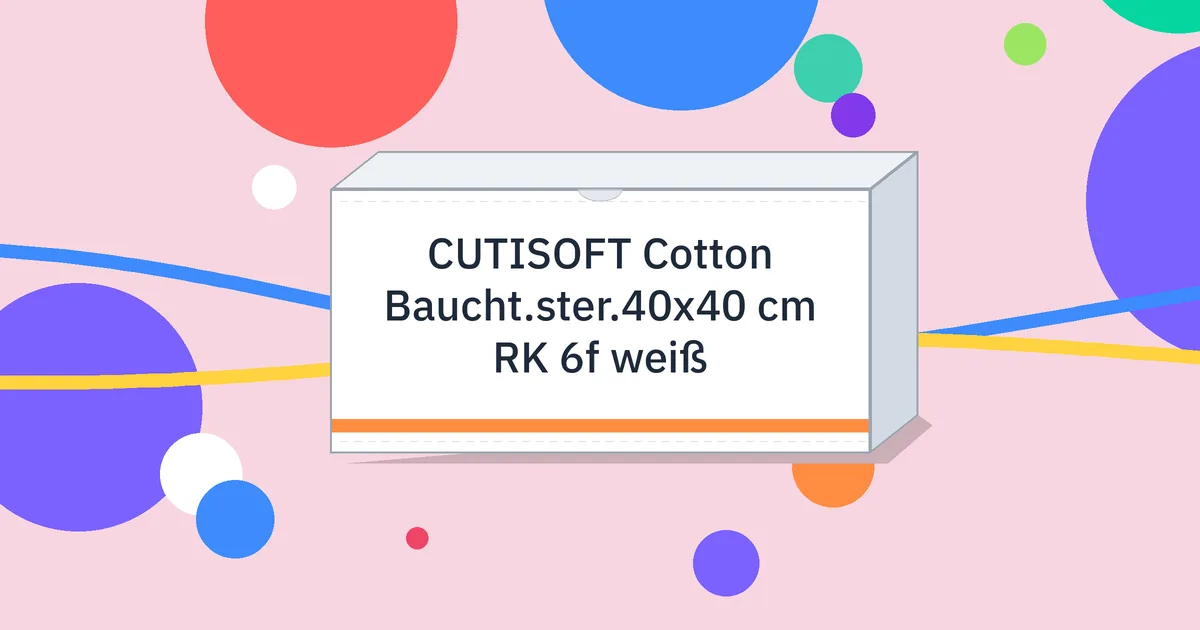 Symbolbild: Packung mit der Aufschrift CUTISOFT Cotton Baucht.ster.40x40 cm RK 6f weiß (PZN 03902795) – Verfügbarkeit und Bezug in Apotheken in Frankfurt am Main