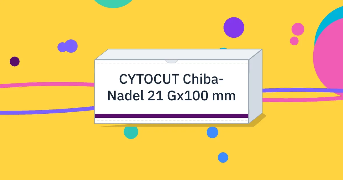 Symbolbild: Packung mit der Aufschrift CYTOCUT Chiba-Nadel 21 Gx100 mm (PZN 19735394) – Verfügbarkeit und Bezug in Apotheken in Frankfurt am Main
