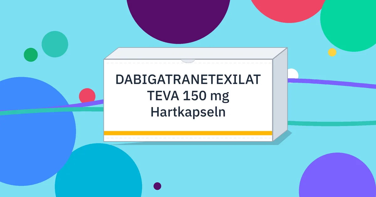 Symbolbild: Packung mit der Aufschrift DABIGATRANETEXILAT TEVA 150 mg Hartkapseln (PZN 19382671) – Verfügbarkeit und Bezug in Apotheken in Frankfurt am Main