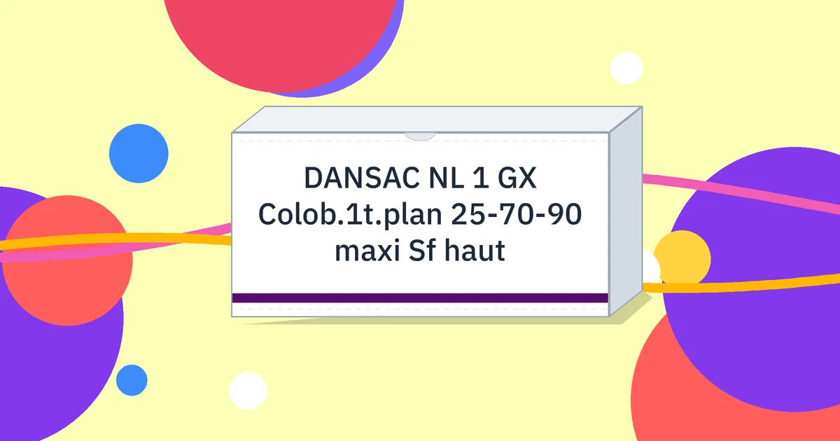 Symbolbild: Packung mit der Aufschrift DANSAC NL 1 GX Colob.1t.plan 25-70-90 maxi Sf haut (PZN 10945606) – Verfügbarkeit und Bezug in Apotheken in Frankfurt am Main