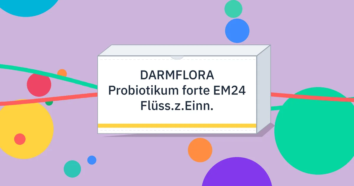 Symbolbild: Packung mit der Aufschrift DARMFLORA Probiotikum forte EM24 Flüss.z.Einn. (PZN 11525220) – Verfügbarkeit und Bezug in Apotheken in Frankfurt am Main