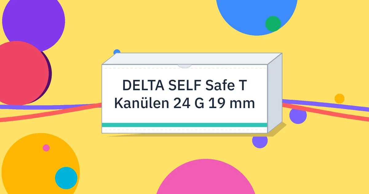 Symbolbild: Packung mit der Aufschrift DELTA SELF Safe T Kanülen 24 G 19 mm (PZN 07766314) – Verfügbarkeit und Bezug in Apotheken in Frankfurt am Main