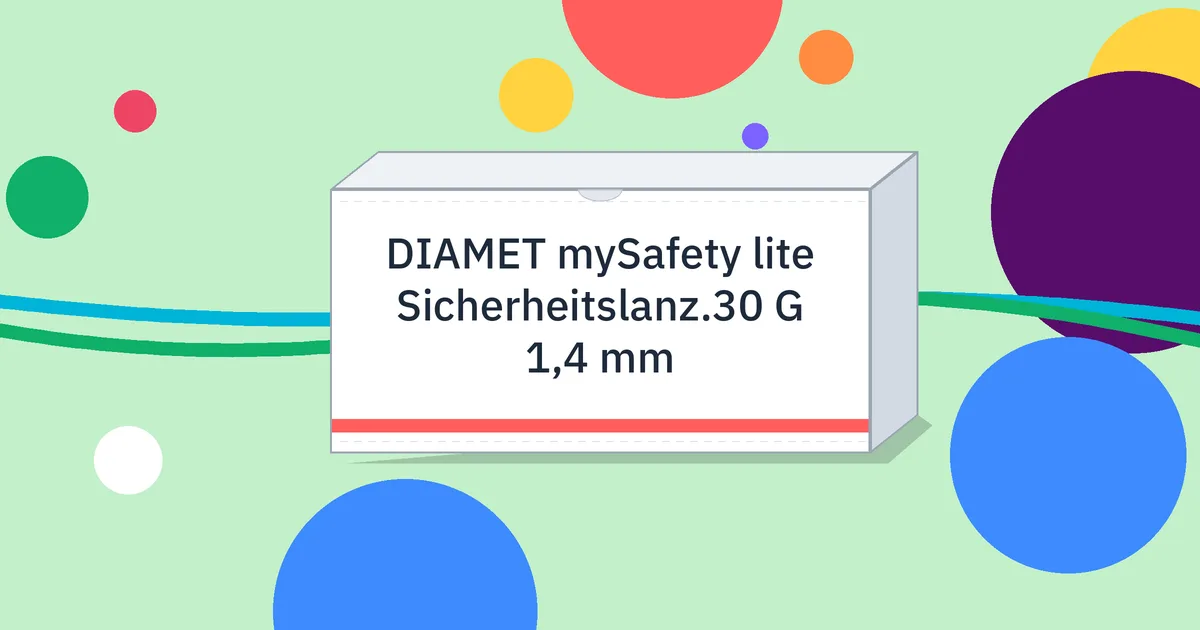 Symbolbild: Packung mit der Aufschrift DIAMET mySafety lite Sicherheitslanz.30 G 1,4 mm (PZN 20740762) – Verfügbarkeit und Bezug in Apotheken in Frankfurt am Main