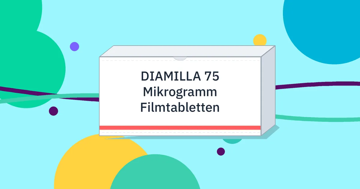 Symbolbild: Packung mit der Aufschrift DIAMILLA 75 Mikrogramm Filmtabletten (PZN 09758218) – Verfügbarkeit und Bezug in Apotheken in Frankfurt am Main