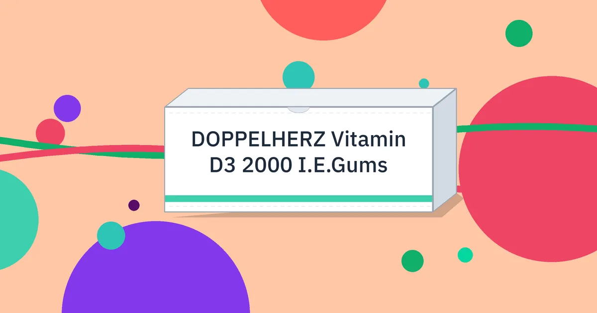 Symbolbild: Packung mit der Aufschrift DOPPELHERZ Vitamin D3 2000 I.E.Gums (PZN 19300319) – Verfügbarkeit und Bezug in Apotheken in Frankfurt am Main