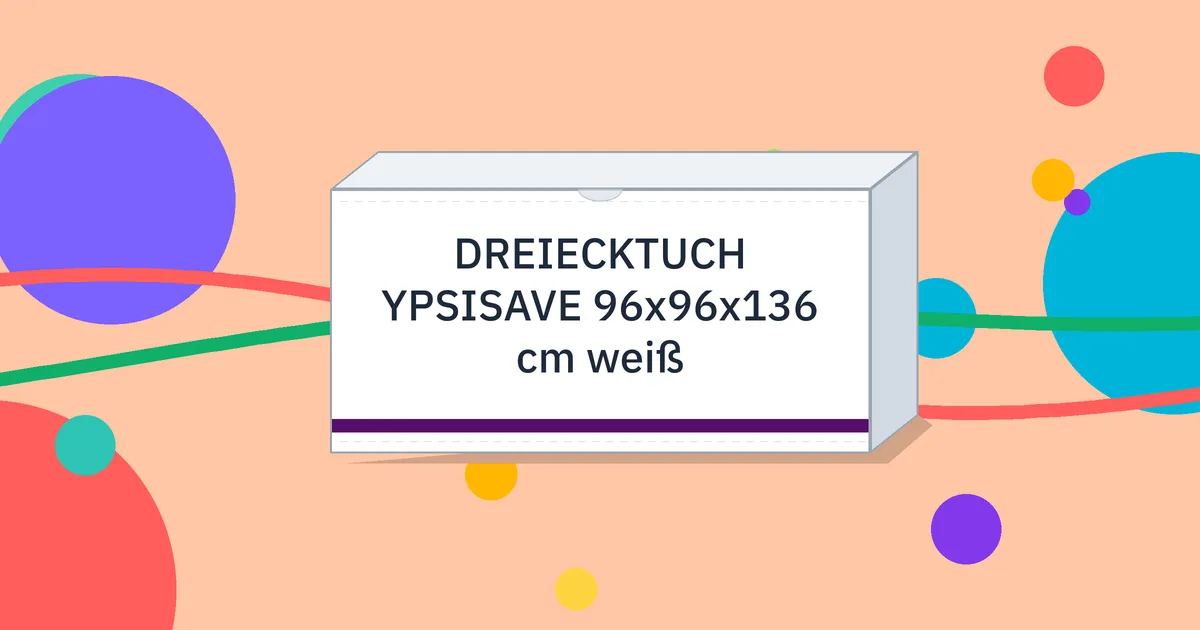 Symbolbild: Packung mit der Aufschrift DREIECKTUCH YPSISAVE 96x96x136 cm weiß (PZN 03256378) – Verfügbarkeit und Bezug in Apotheken in Frankfurt am Main